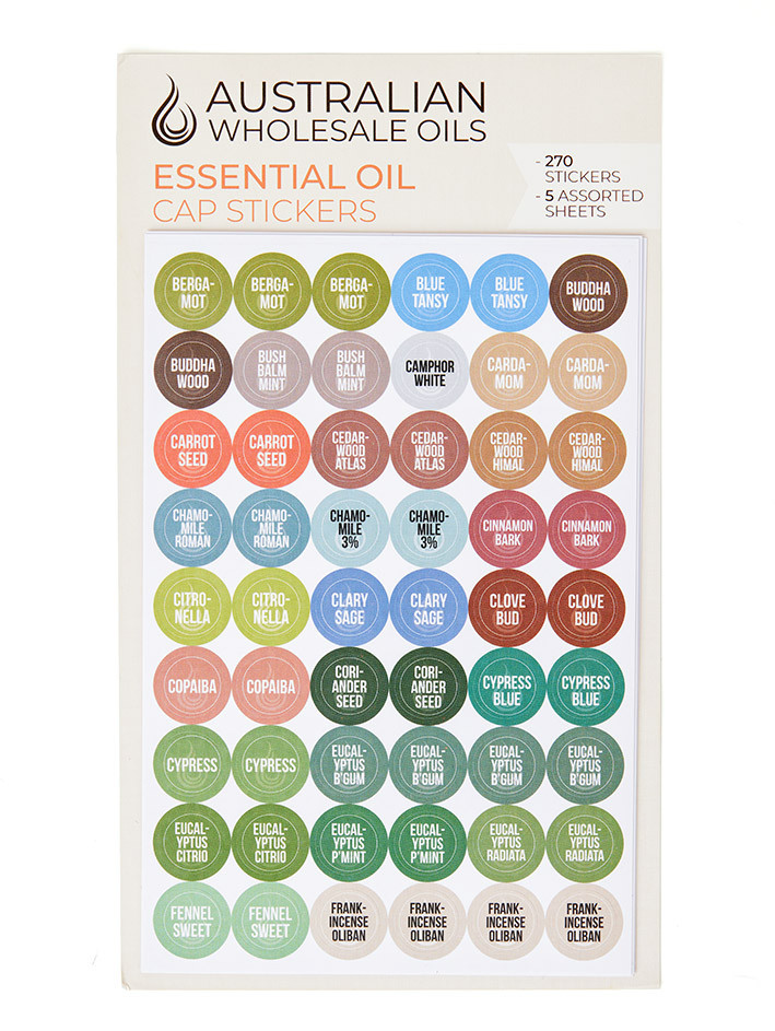 Essential Oil Cap Sticker Pack | Australian Wholesale Oils
