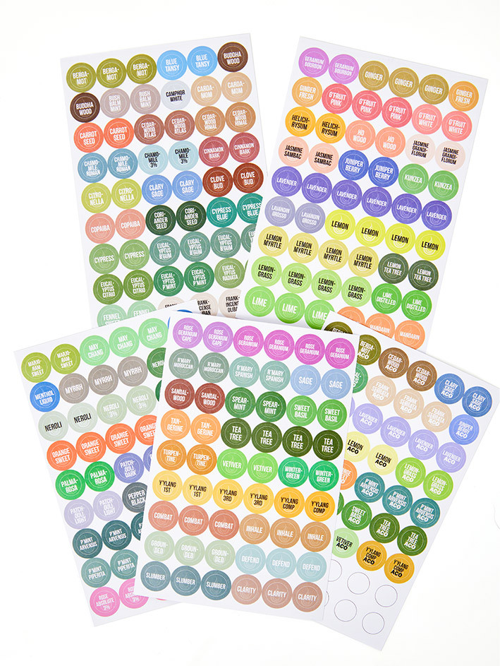 Essential Oil Cap Sticker Pack | Australian Wholesale Oils