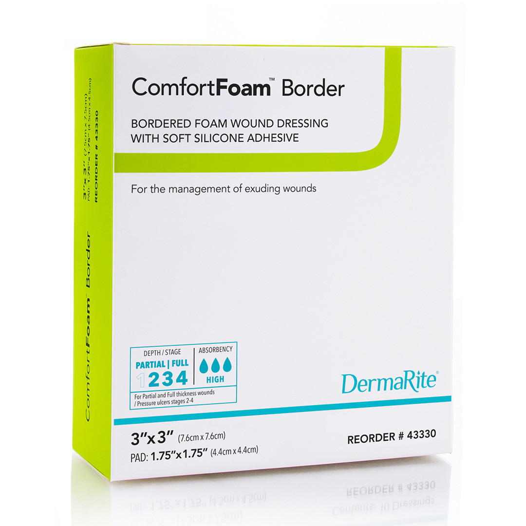 Derma-Rite Comfortfoam Silicone Foam Border Dressing, 3" X 3" [ 10 Pack ...