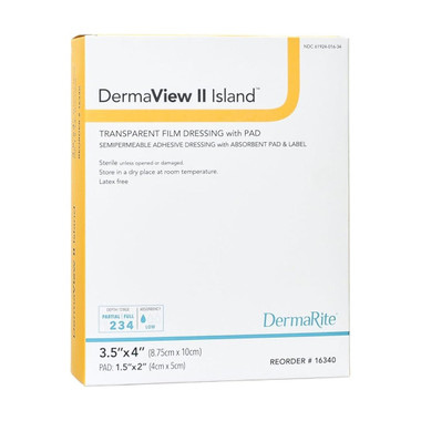 Dermaview Ii Island Transparent Film Wound Dressing, 3.5" X 4" [ 25 ...
