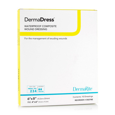 Dermadress Waterproof Composite Dressing 6" X 8" [ 10 Pack ] - Medical ...