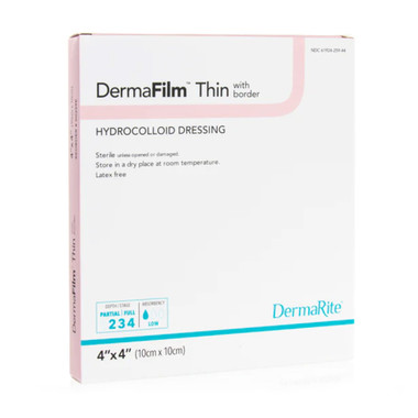 Dermafilm Hydrocolloid Wound Dressing, Thin With Border, 4" X 4 ...