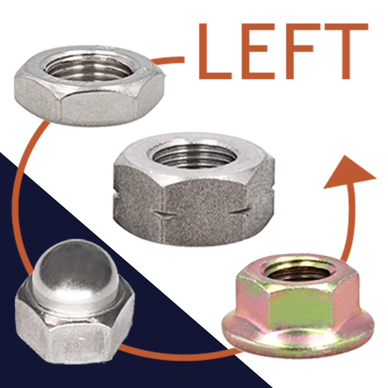 Nuts - Left Hand Reverse Nuts - BelMetric