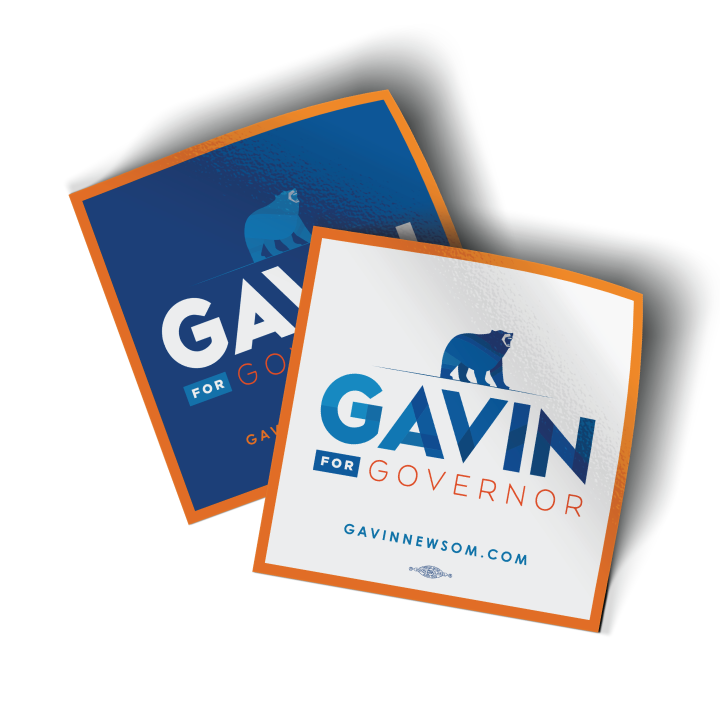 Gavin For Governor Combo (4" x 4" Vinyl Sticker -- Pack of Two ...