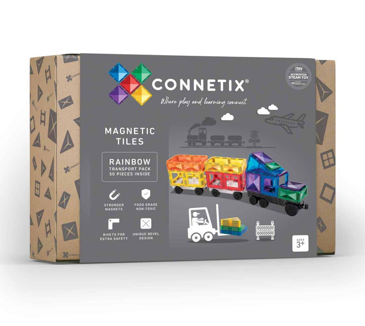 Connetix 50 Piece Rainbow Transport Pack