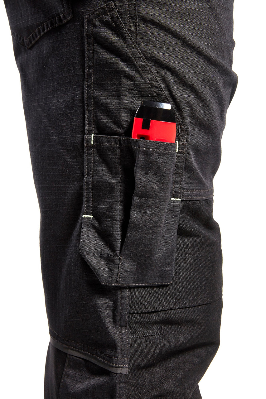 BLAKLADER 1495 Mens Service Black / Yellow Rip-Stop Trousers