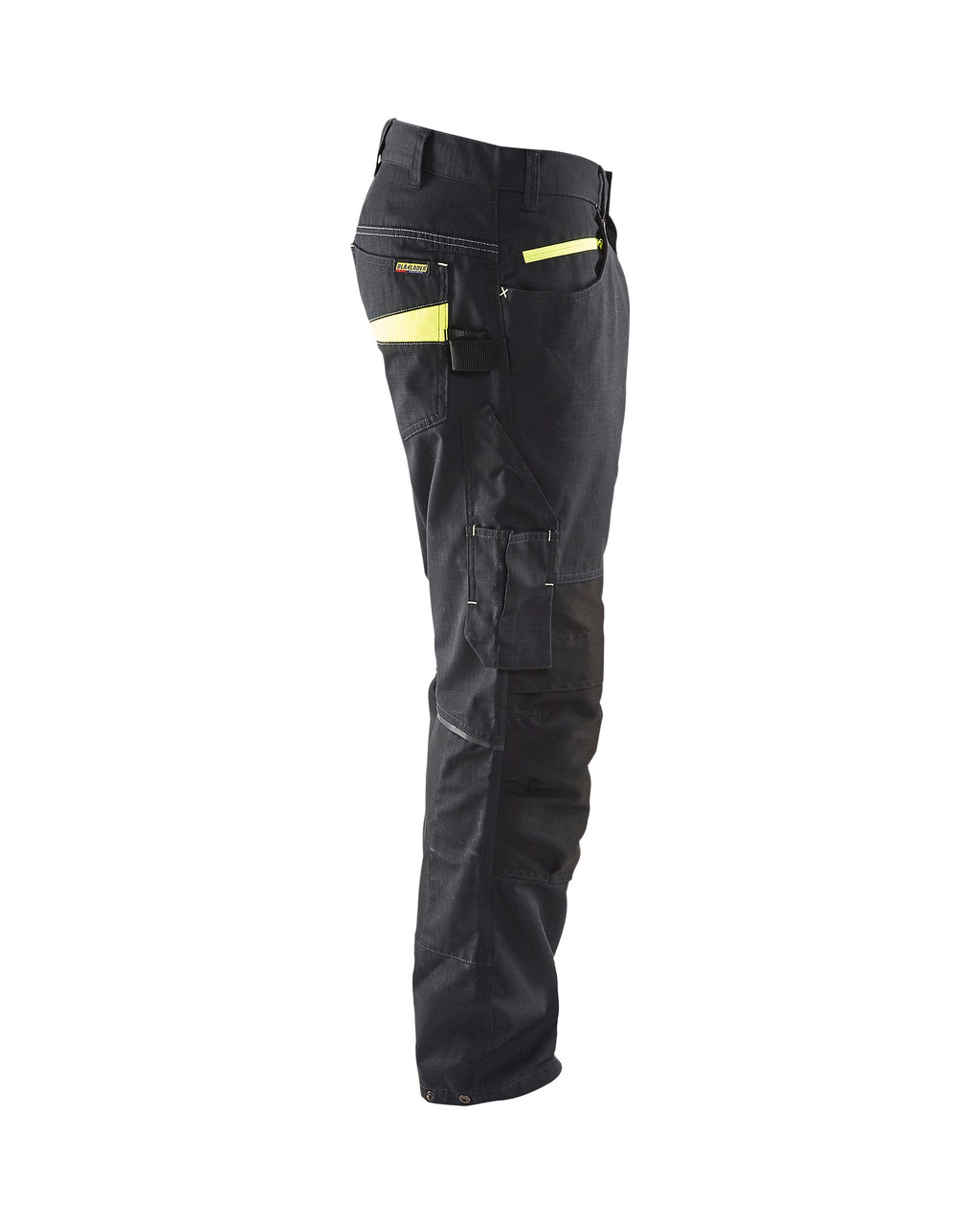 BLAKLADER 1495 Mens Service Black / Yellow Rip-Stop Trousers