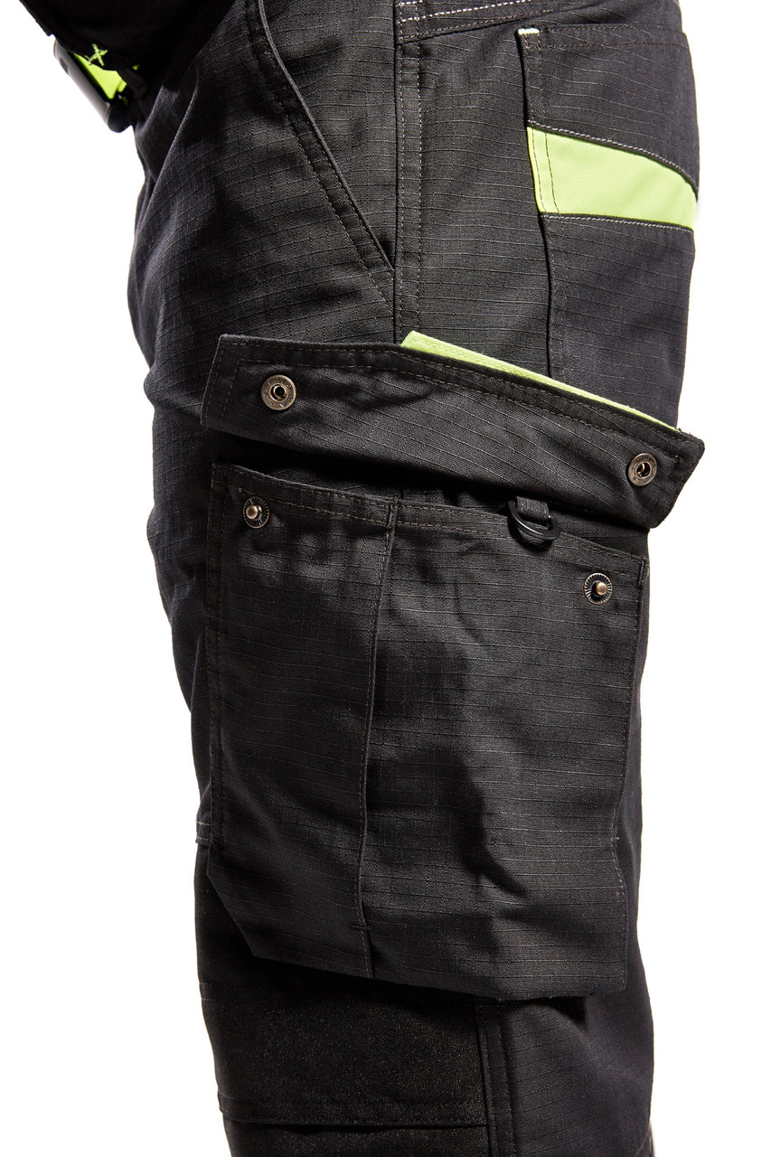 BLAKLADER 1495 Mens Service Black / Yellow Rip-Stop Trousers