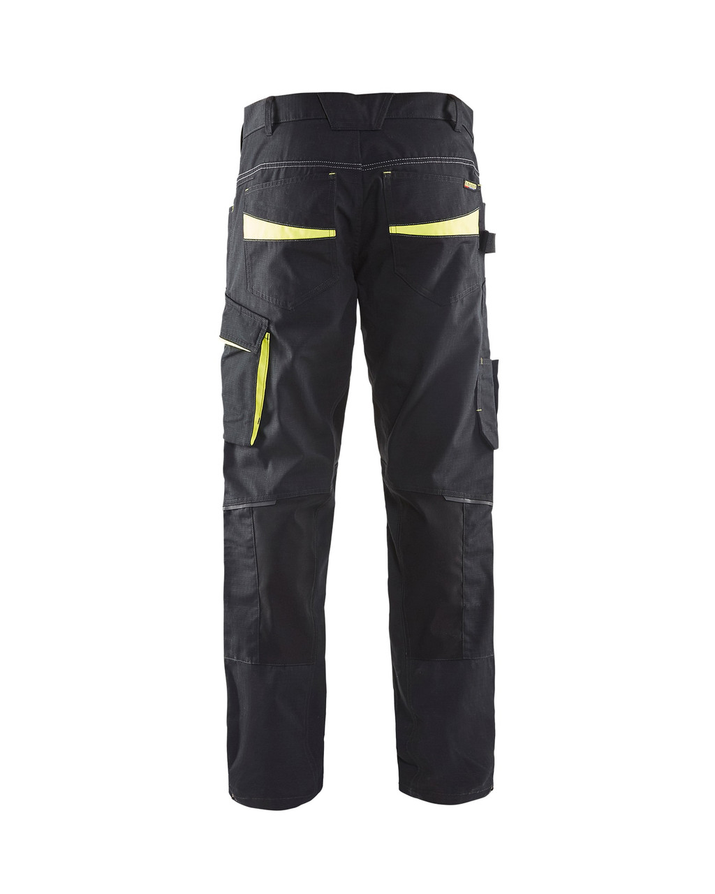 BLAKLADER 1495 Mens Service Black / Yellow Rip-Stop Trousers