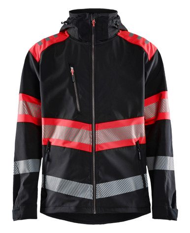 BLAKLADER 4494 Black Full Zip Jacket in Reflective Tape Softshell
