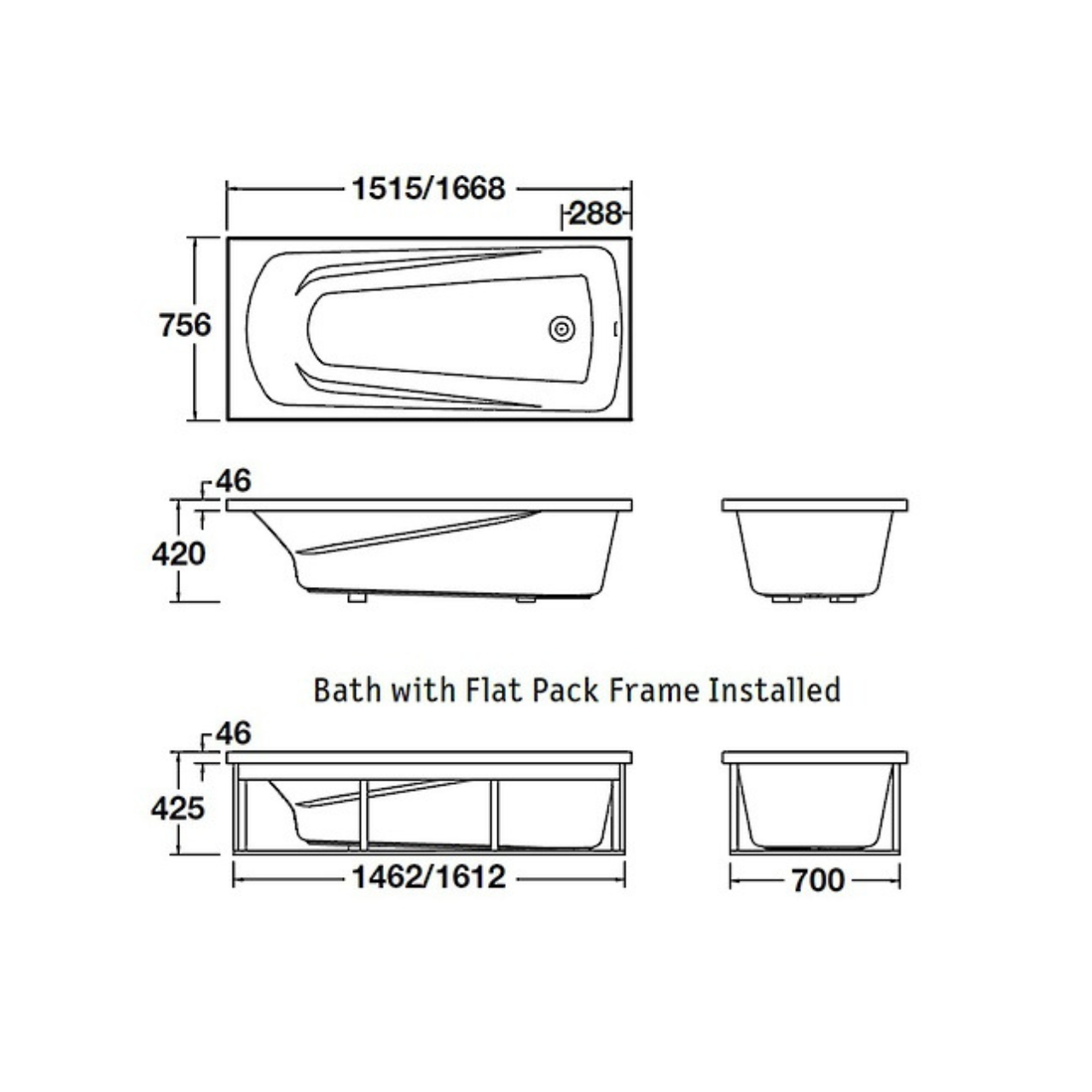 DUO II Rectangular Bath