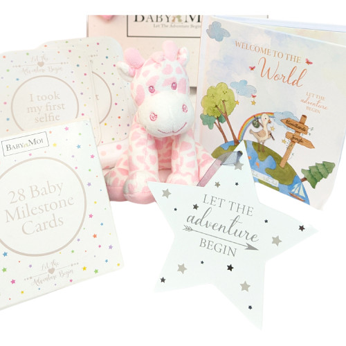 Little Milestones New Baby Girl Gift Box pink giraffe - Nappy Cake Shop