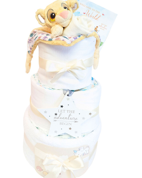3 Tier Welcome To the World Lion King Nappy Cake Baby Gift - Nappy Cake ...