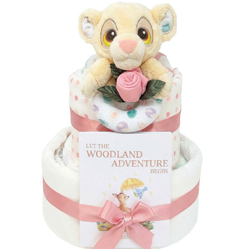 2 Tier Baby Girl Gift Nappy Cake Lion King - Nappy Cake Shop