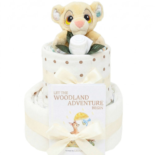2 Tier Baby Gift Unisex Nappy Cake Lion King - Nappy Cake Shop