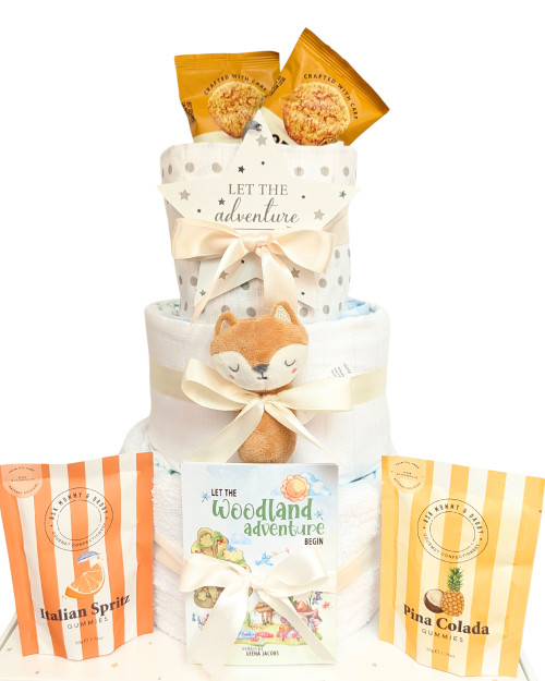 3 Tier Food Hamper Nappy Cake New Parents & New Baby Gift - Nappy Cake Shop
