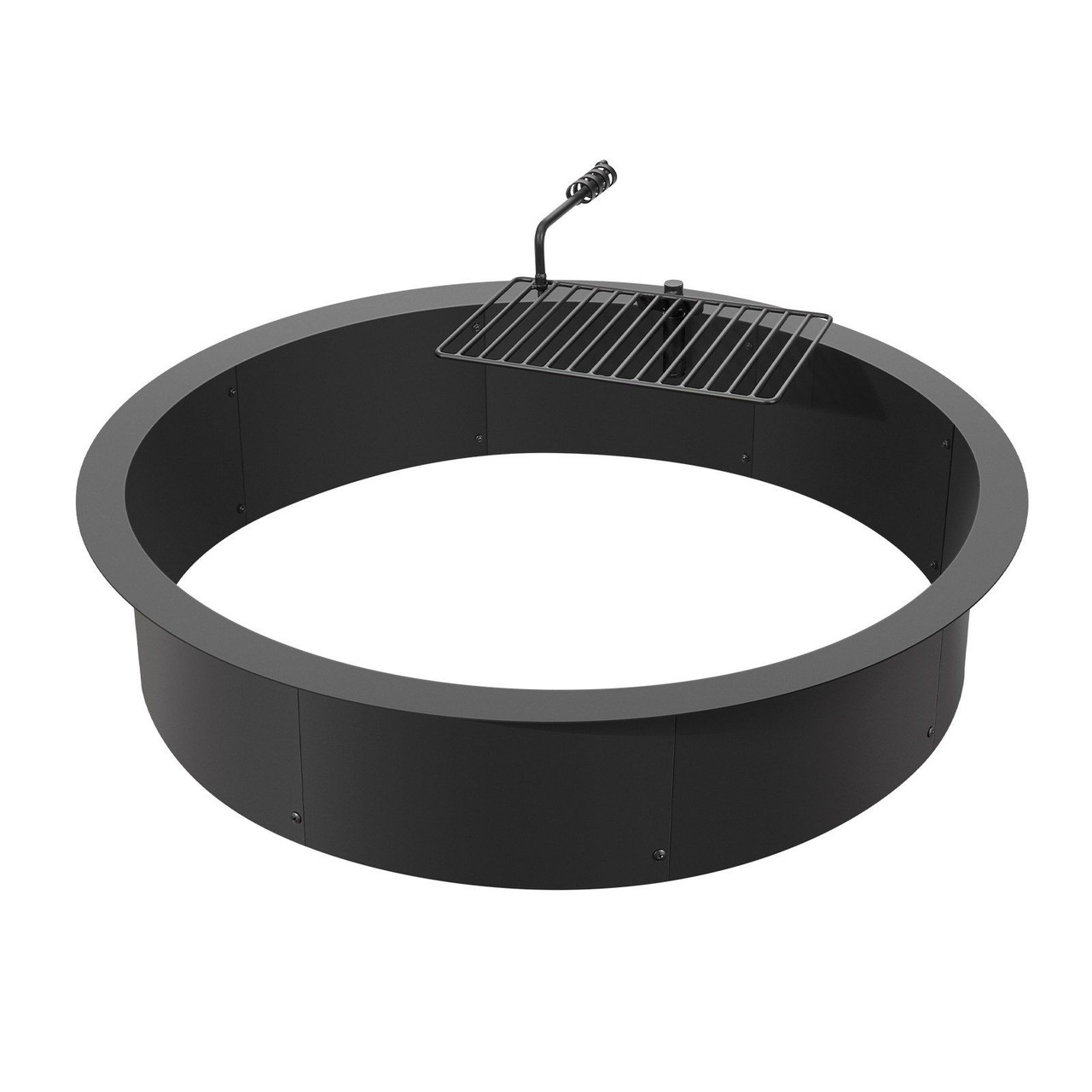 Cooking Fire Pit Ring w/ BBQ Fire Ring 40 Inch Outer Steel DIY Campfire ...