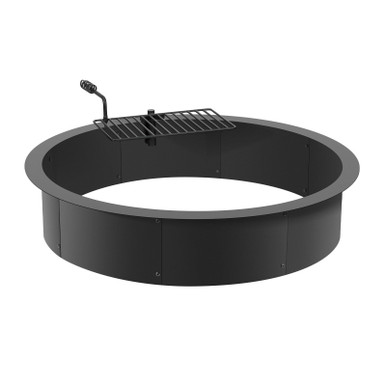 Cooking Fire Pit Ring w/ BBQ Fire Ring 40 Inch Outer Steel DIY Campfire ...