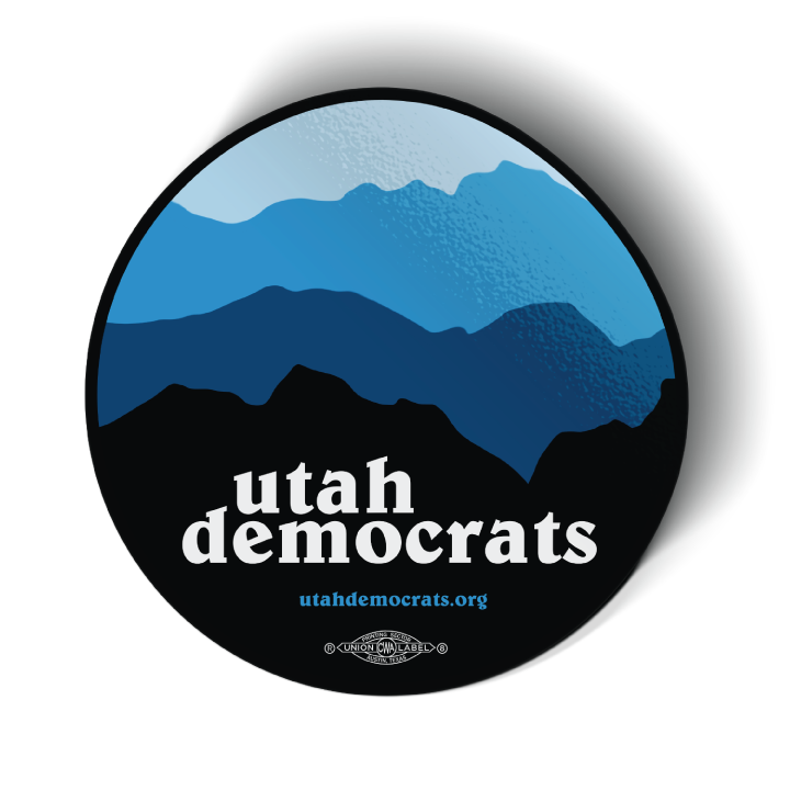Utah Democrats - Mountains (3" x 3" Vinyl Sticker -- Pack of Two ...