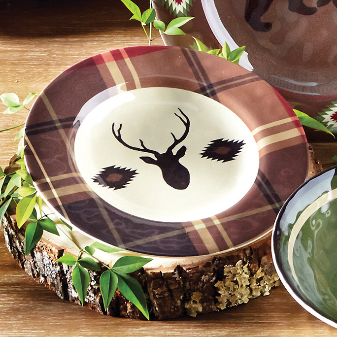 Feather Design Melamine Salad Plates - Set of 4 | Black Forest Decor