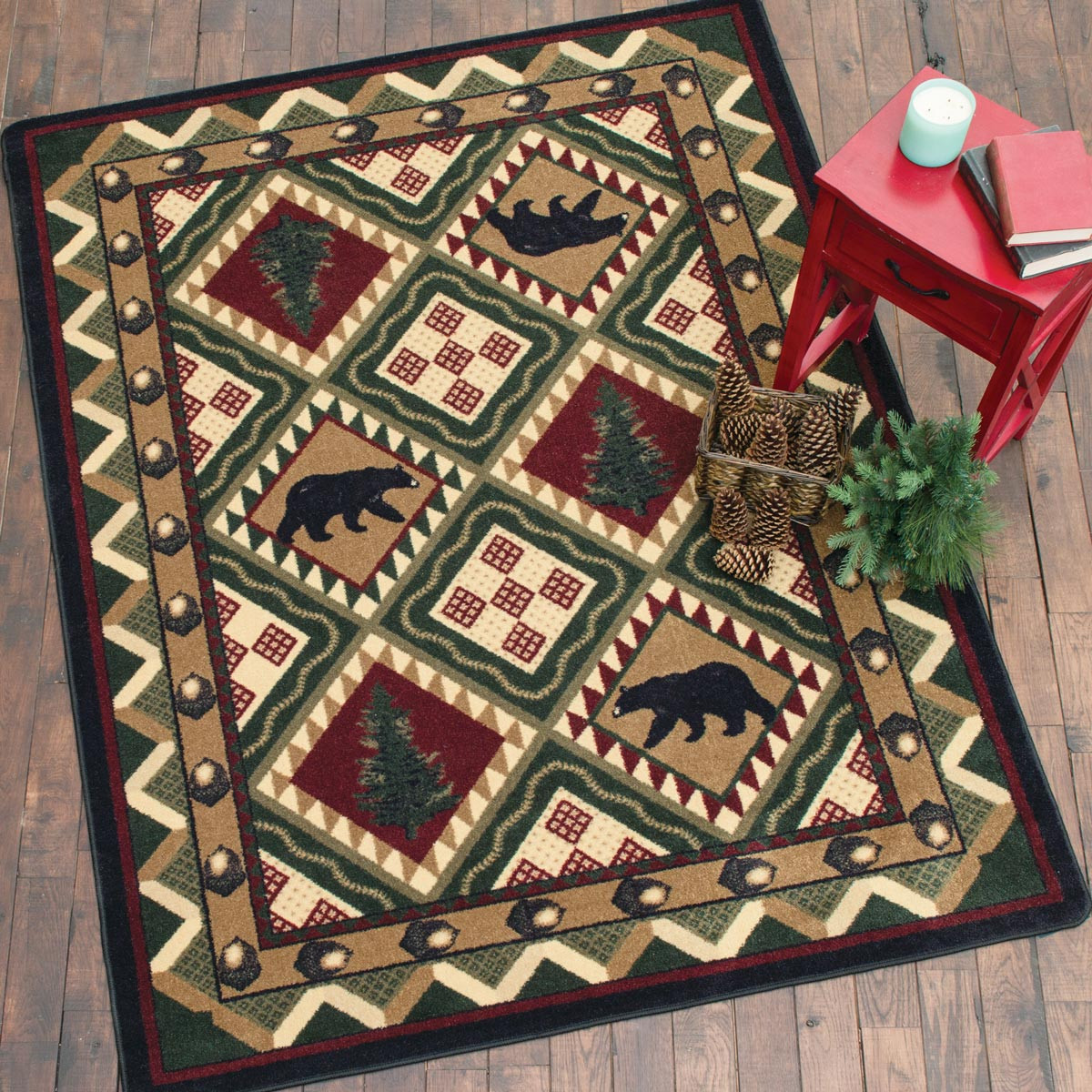 Quilted Forest Woodland Rug - 3 x 4|Black Forest Décor