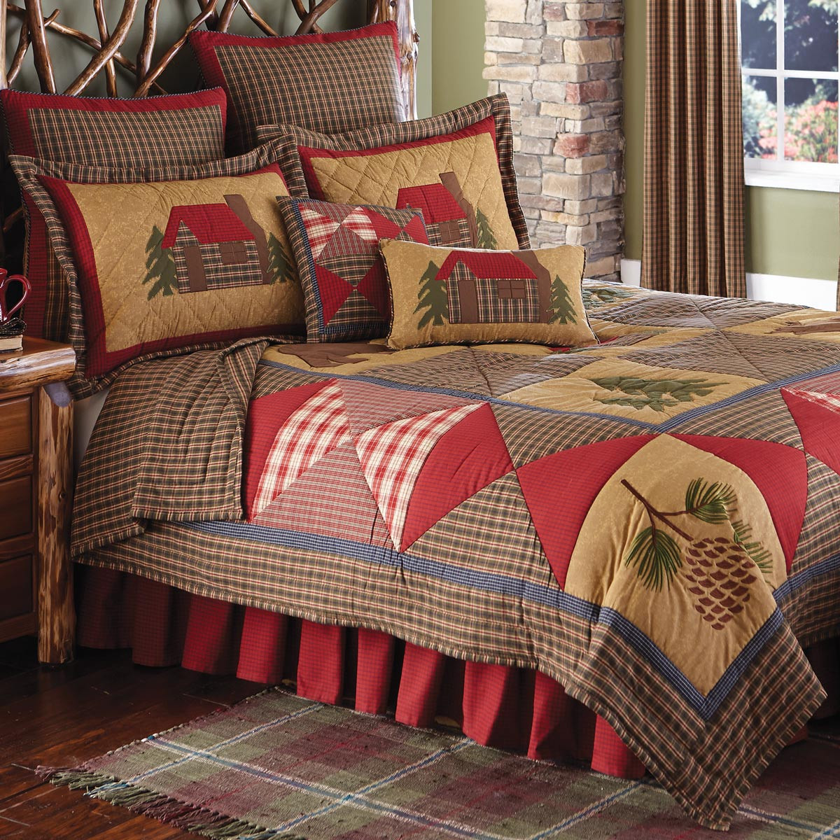 Rustic Bedding: King Size Country Cabin Quilt | Black Forest Decor
