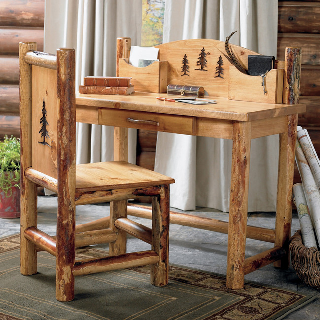 Rocky Mountain Log Desk & Chair | Black Forest Decor
