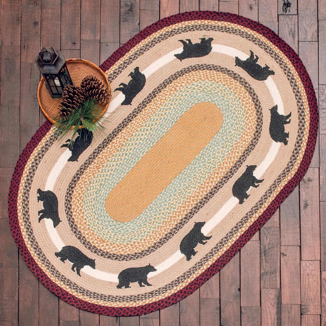 Wildlife Rugs: Black Bear Half-Round Braided Rug | Black Forest Decor