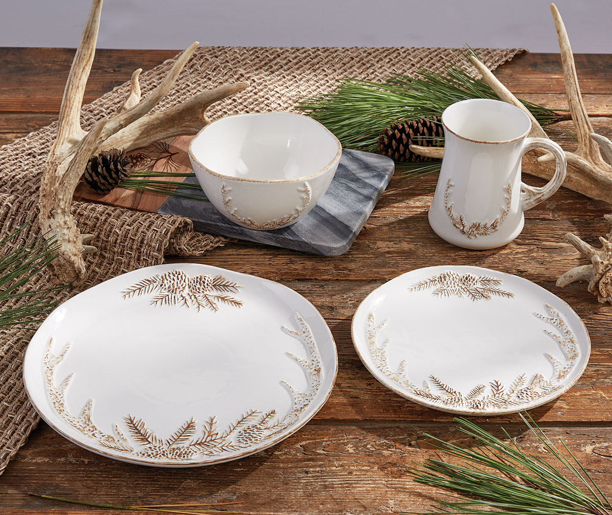 Rustic Wildlife Dinnerware Sets with Moose & Bear Designs | Black ...