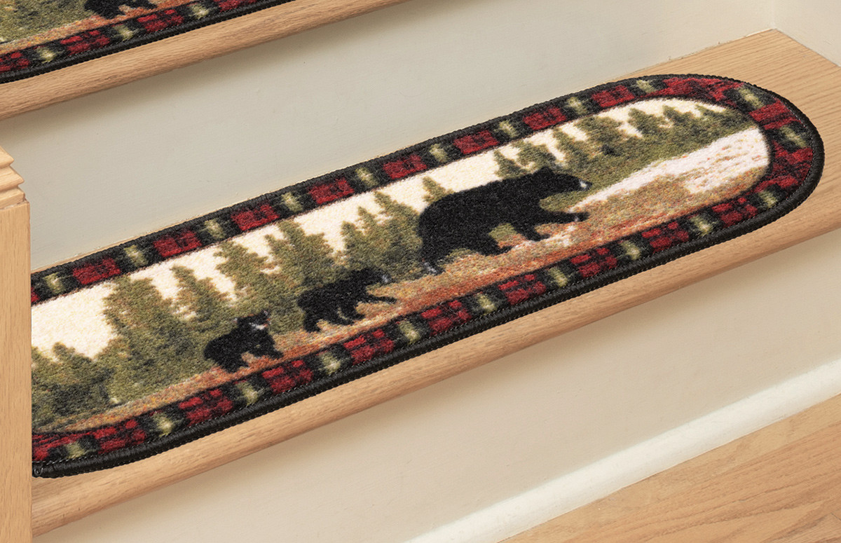 Woodland Plaid Bear Stair Tread | Black Forest Decor
