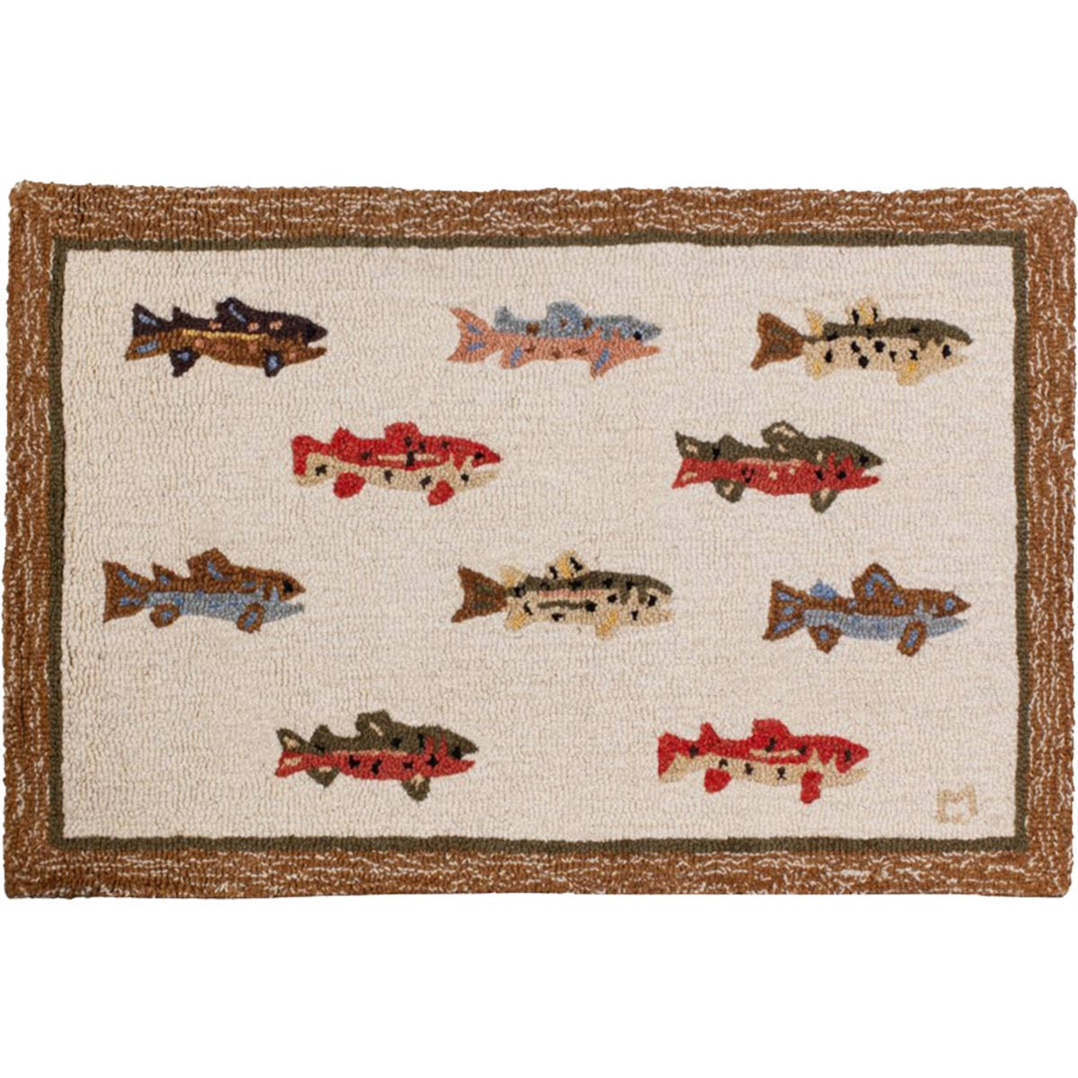 Trout School Hooked Wool Rug | Black Forest Decor