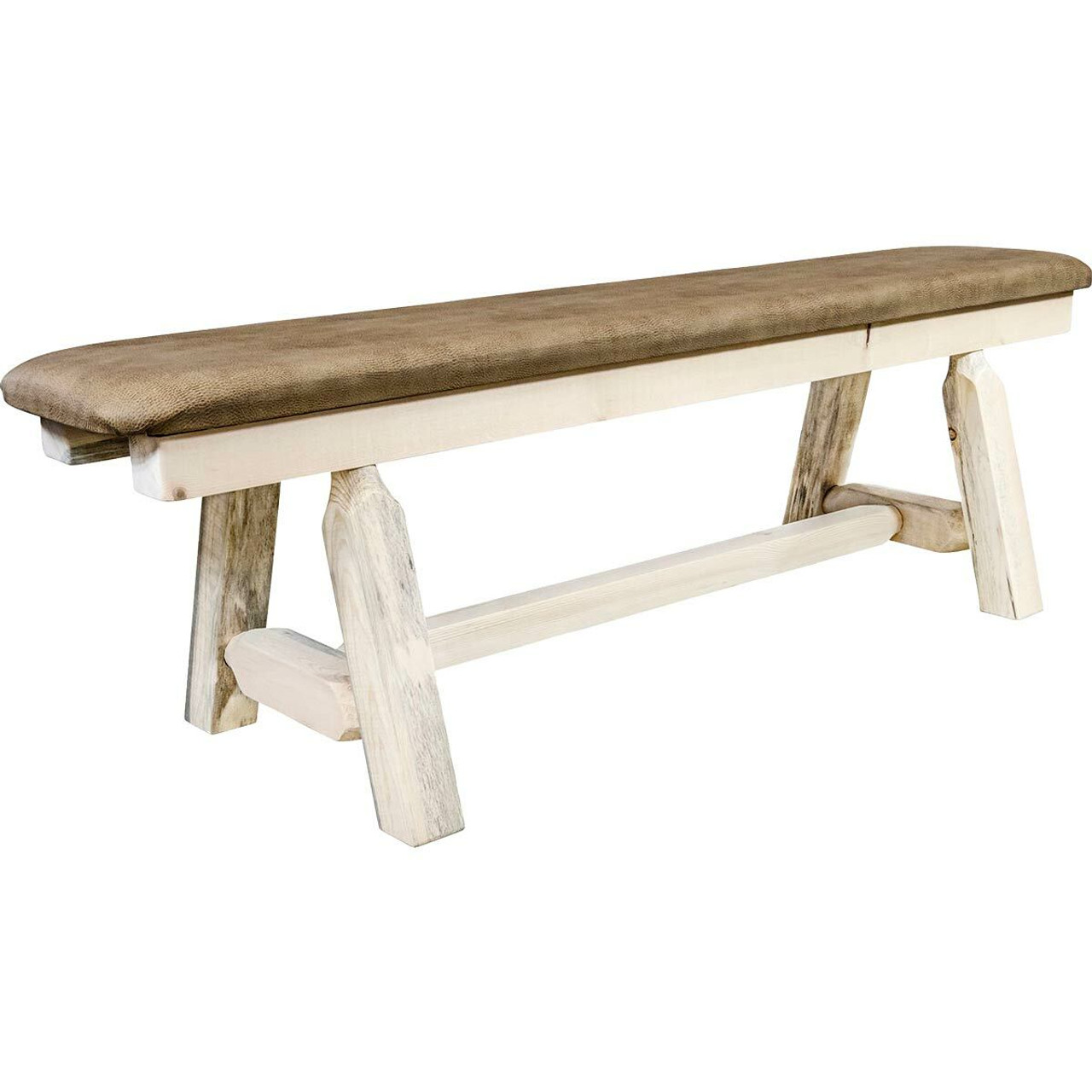 Denver Plank Bench with Buckskin Seat - 5 Foot | Black Forest Decor