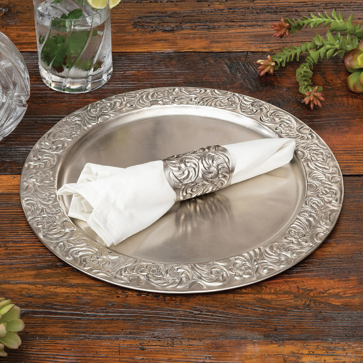 Silver Scrolls Table Accessories | Black Forest Decor