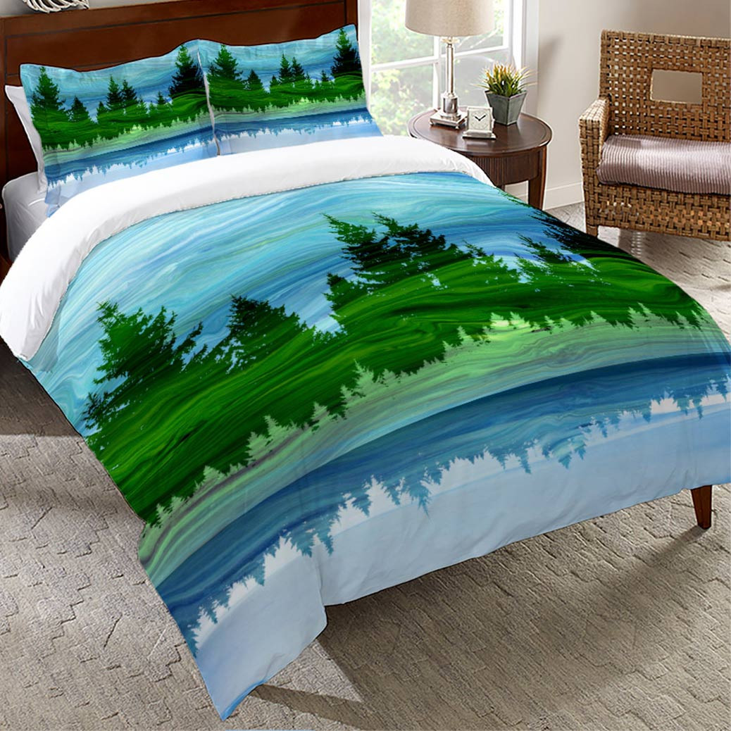 Rustic Bedding: King Size Mirage Forest Comforter | Black Forest Decor