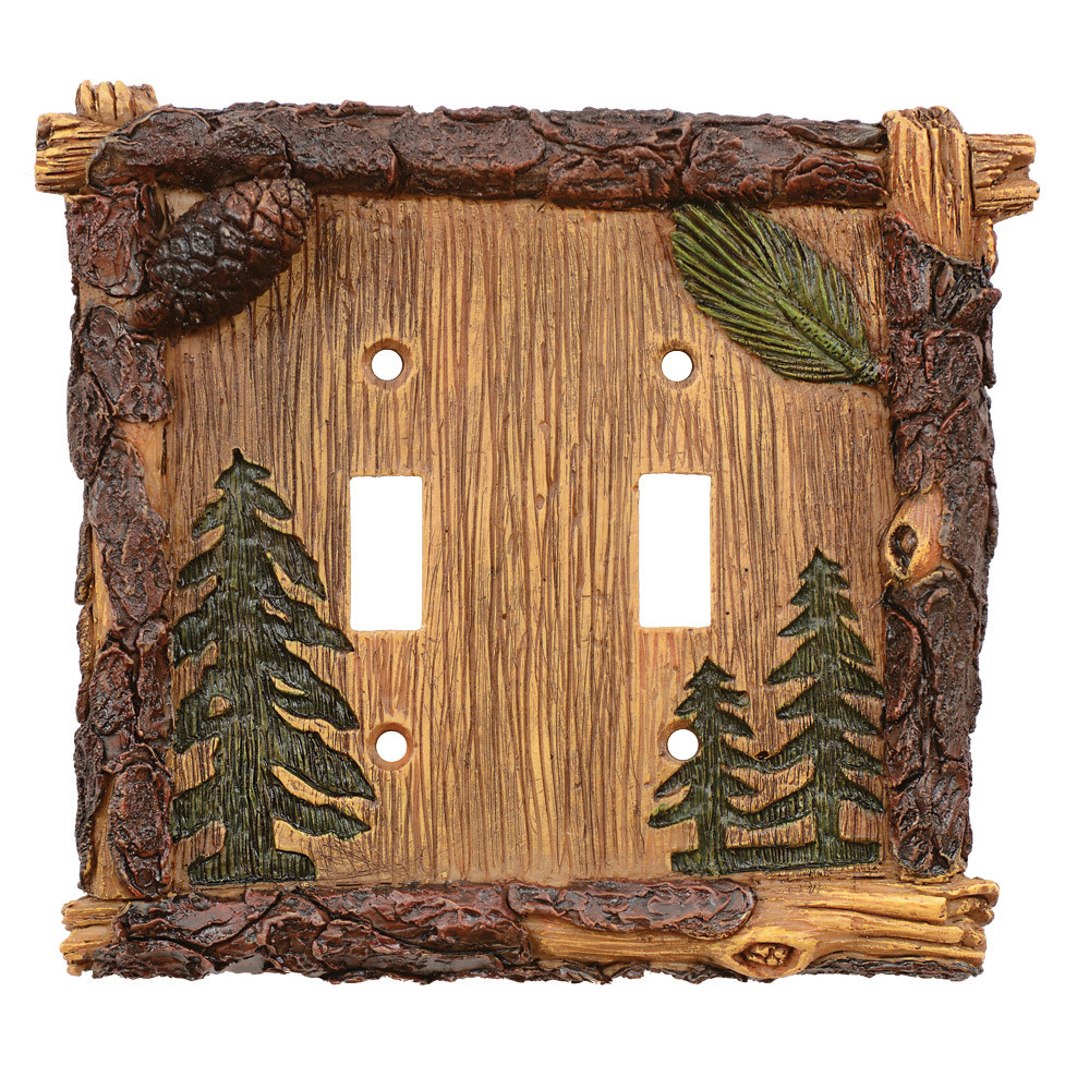 Rustic Light Switch Covers: Pinecone & Tree Double Switch Cover | Black ...