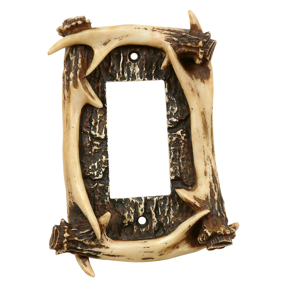 Rustic Switch Plates: Antler Single Rocker Plate | Black Forest Decor