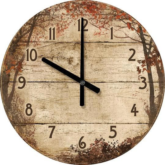 Rustic Clocks & Wildlife Clocks: Autumn Forest Wall Clock | Black ...