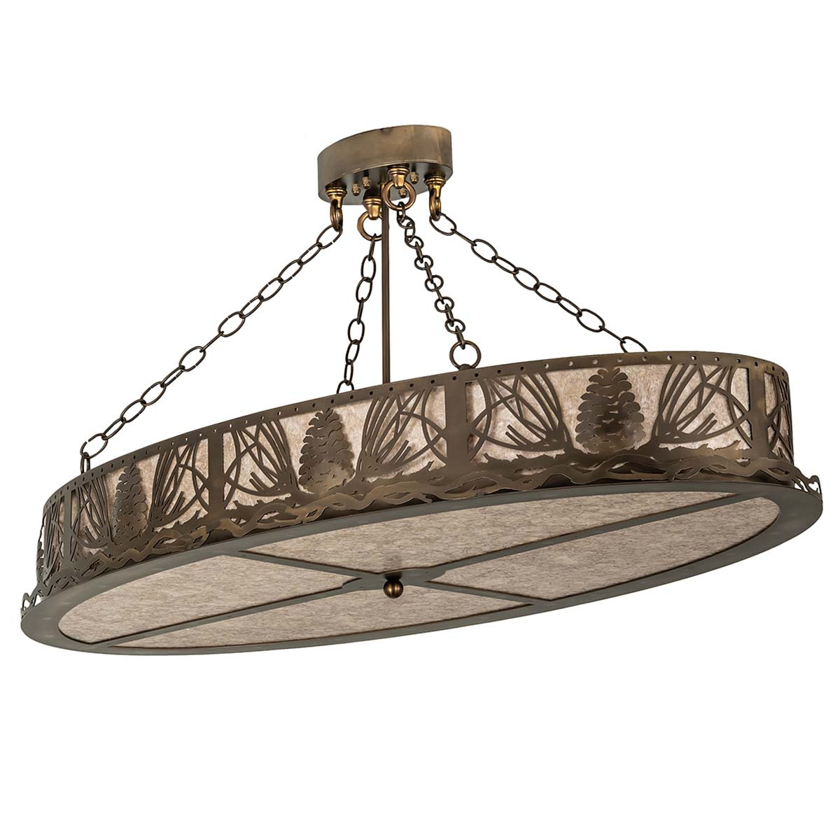 Primitive Pine Oblong Semi Flush Mount Ceiling Light | Black Forest Decor
