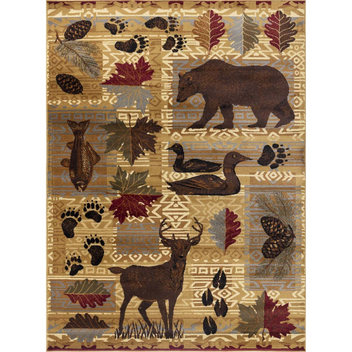 Lodge Forest Animals Rug - 5 x 7 | Black Forest Decor