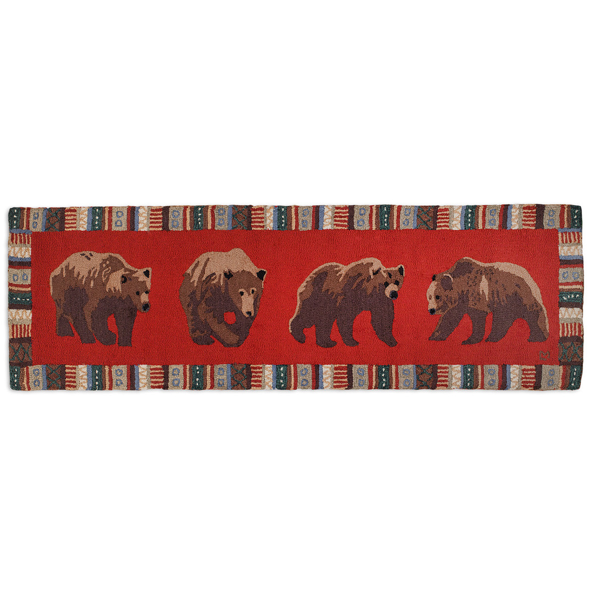 Wildlife Rugs: Cinnamon Bears Hooked Wool Runner | Black Forest Decor