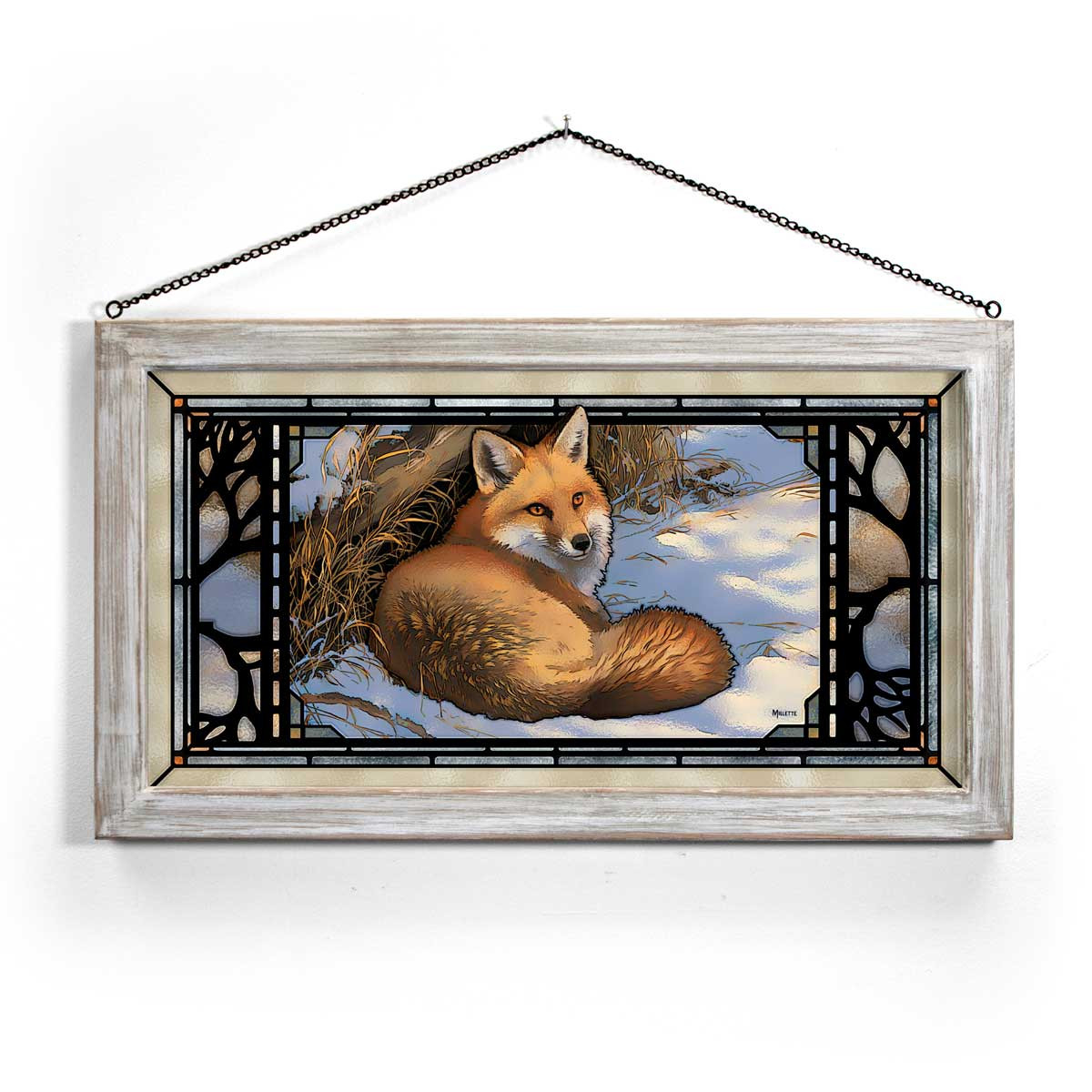 Fox at Rest Stained Glass Art | Black Forest Decor