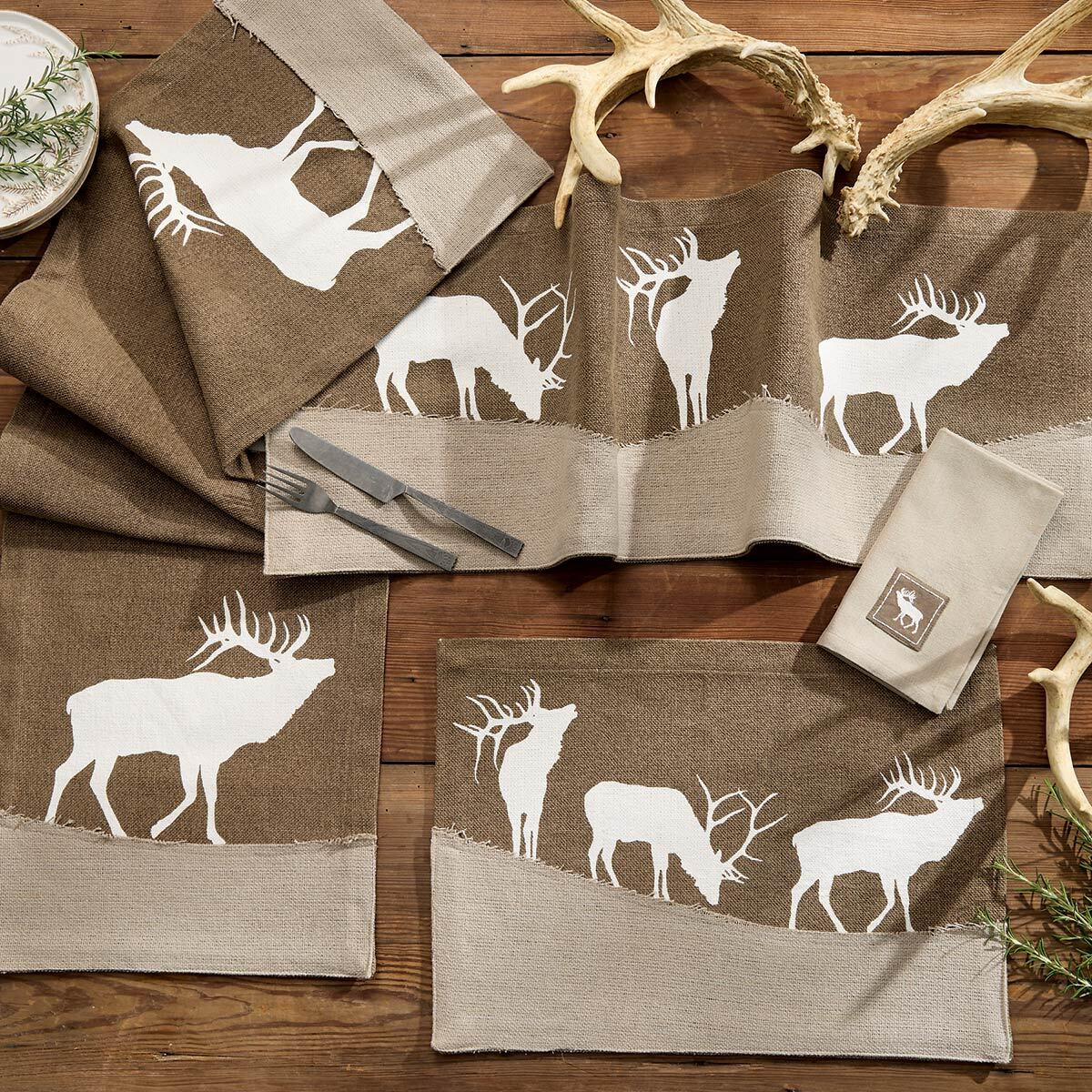 Roaming Elk Table Linens | Black Forest Decor