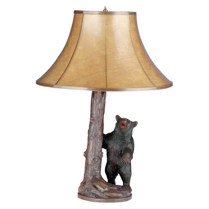 Rustic Table Lamps: Black Bear Tree Stump Table Lamp | Black Forest Decor