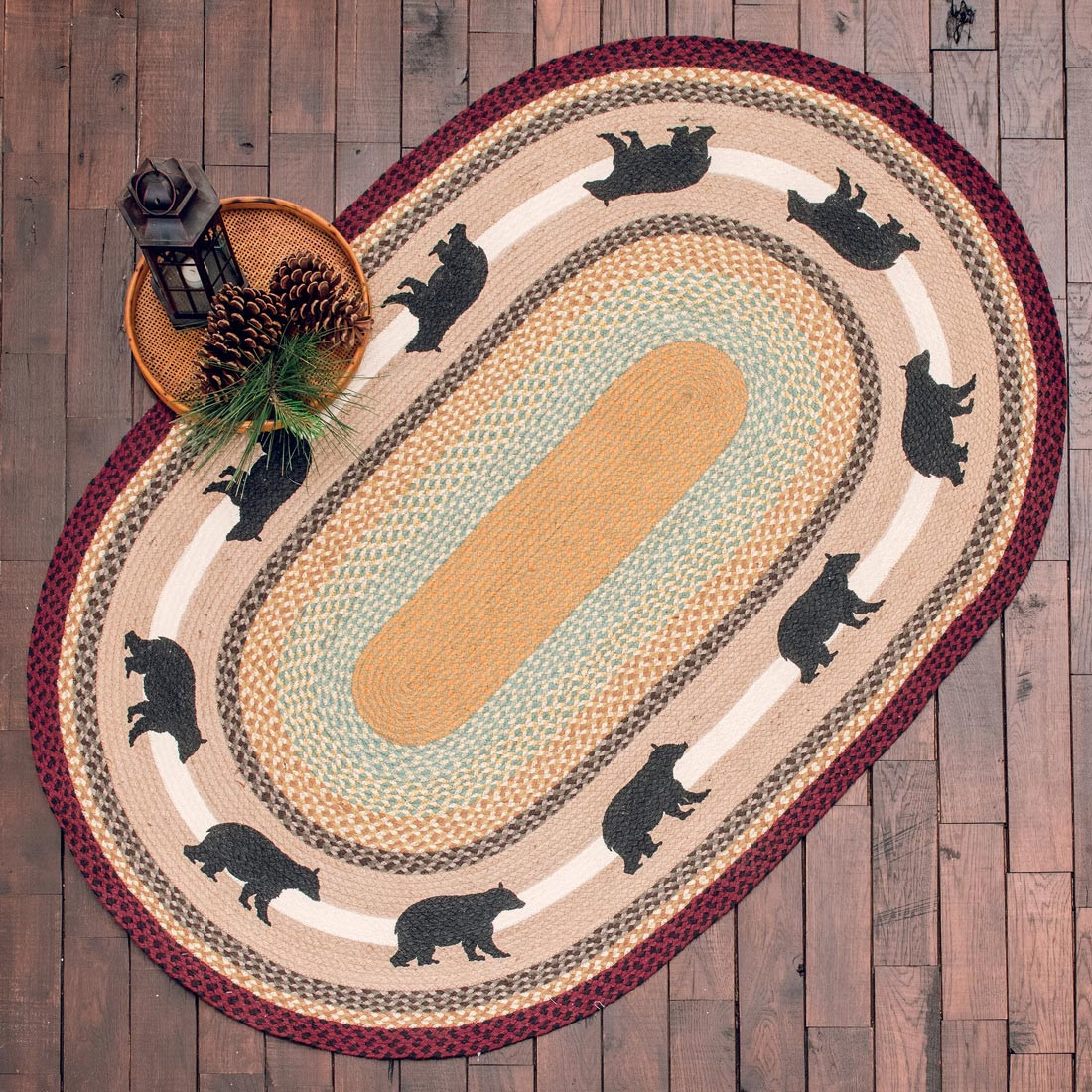 Wildlife Rugs: Black Bear Half-Round Braided Rug | Black Forest Decor