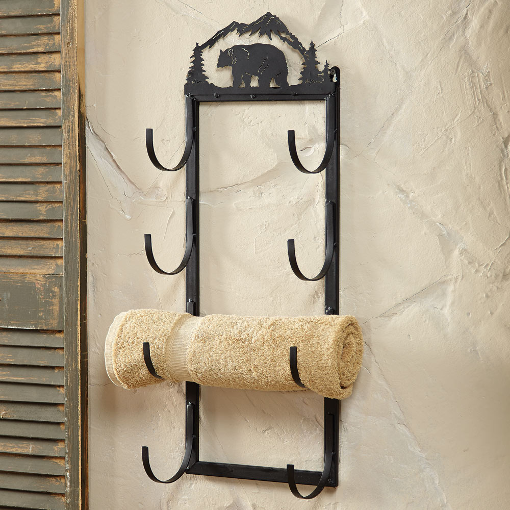 Bear Wall/Door Mount Towel Rack | Black Forest Decor