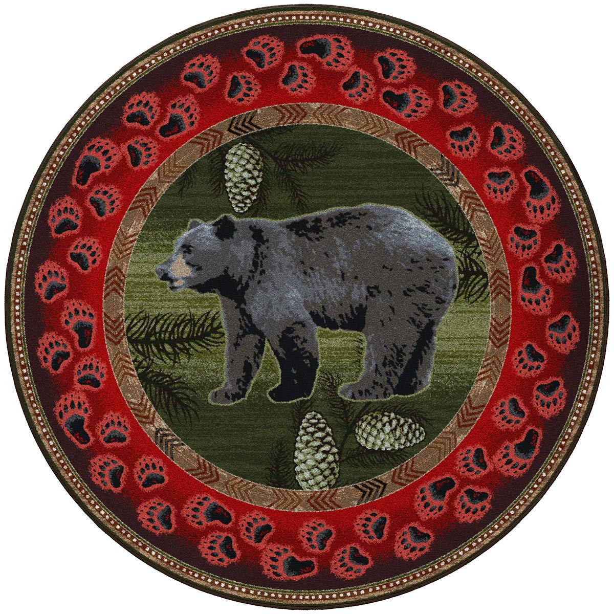 Wildlife Rugs: 8 Ft. Round Bear Patch Rug | Black Forest Decor