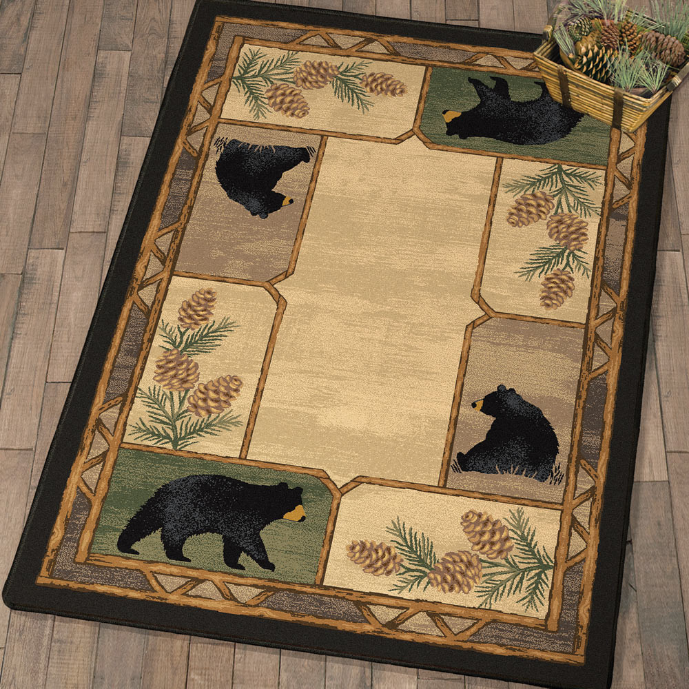 Mellow Mornings Black Bear Rug - 8 x 11 | Black Forest Decor