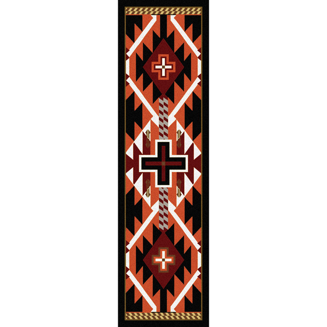 Rustic Cross Blue Southwestern Rug - 2 x 8 | Black Forest Decor