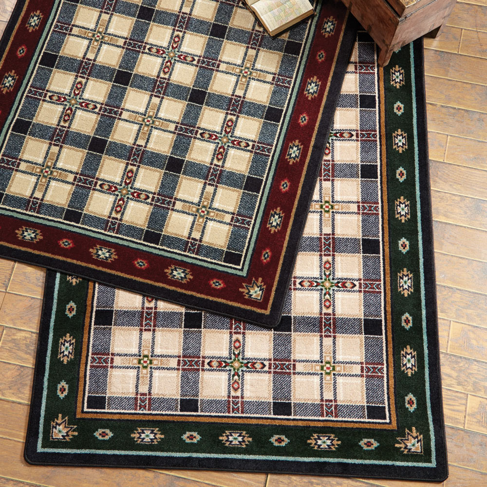Southwest Tartan Forest Rug - 5 x 8 | Black Forest Decor