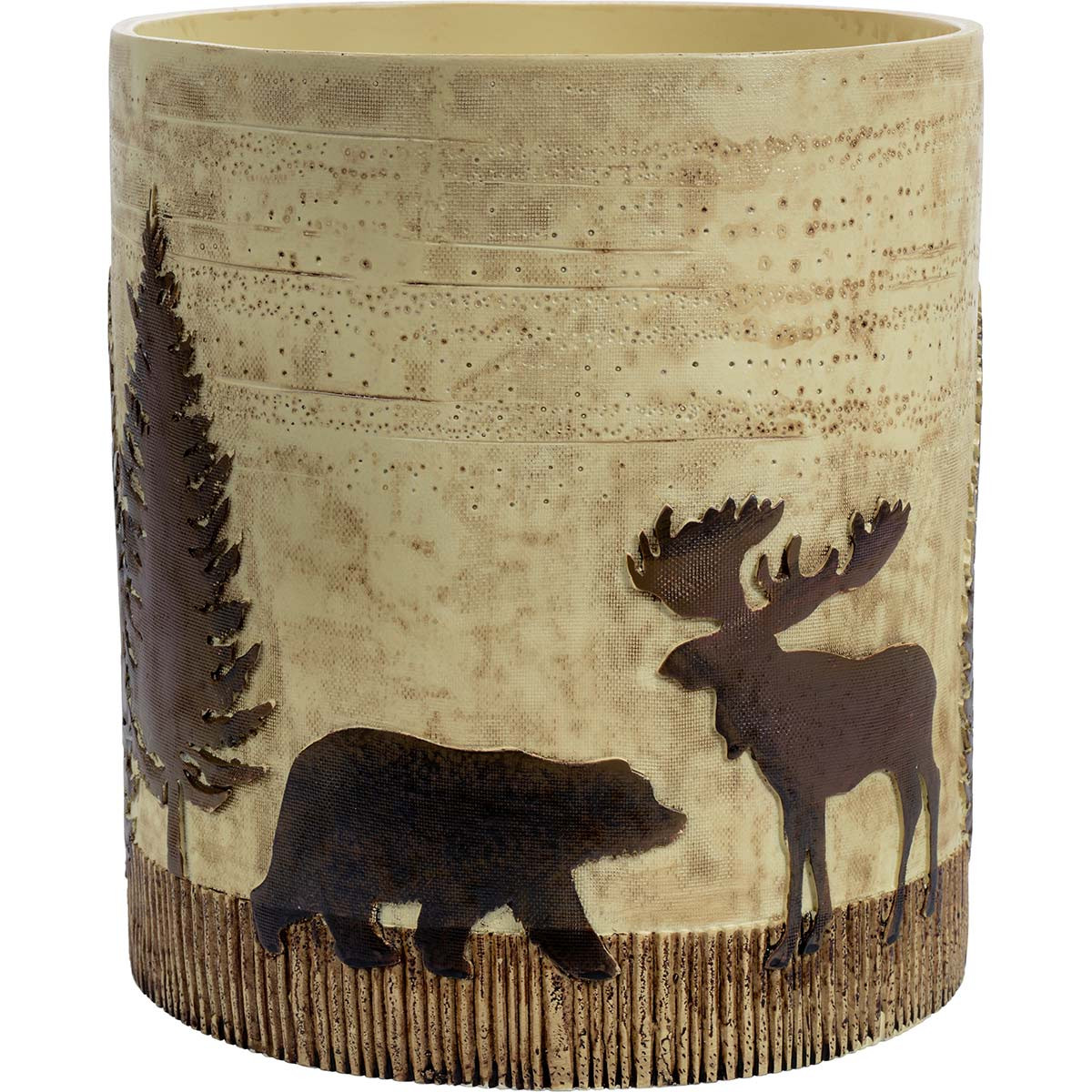 Woodland Moose Bear Waste Basket Black Forest Decor